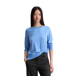 Marc O'Polo Langarmshirt MARC O'POLO "aus TENCEL&trade; Lyocell-Baumwolle-Mix", Damen, Gr. M, blau (cloudless blau), Obermaterial: 67% Lyocell, 33% Baumwolle, unifarben, Basic, regular fit, U-Boot-Ausschnitt, B&uuml;ndchen, Shirts Langarmshirt