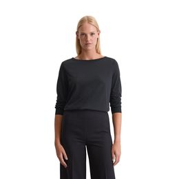 Marc O'Polo Langarmshirt MARC O'POLO "aus TENCEL&trade; Lyocell-Baumwolle-Mix", Damen, Gr. M, blau (deep night blau), Obermaterial: 67% Lyocell, 33% Baumwolle, unifarben, Basic, regular fit, U-Boot-Ausschnitt, B&uuml;ndchen, Shirts Langarmshirt