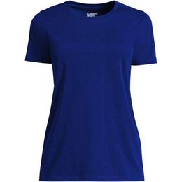 LANDS' END Supima Kurzarm-Shirt mit rundem Ausschnitt, Damen,  Blau, Baumwolle, by Lands' End