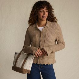 LANDS' END Cardigan in H&auml;kel-Optik, Damen,  Braun, by Lands' End