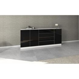 borchardt Möbel BORCHARDT MÖBEL Sideboard »Vaasa« Breite 190 cm weiß matt/schwarz Hochglanz 0