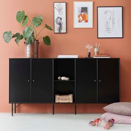 Sideboard &raquo;Mistral Kubus&laquo; mit vier T&uuml;ren und Metall F&uuml;&szlig;e, Breite: 169,8 cm schwarz Massivholz, Spanplatte