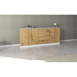 borchardt Möbel BORCHARDT MÖBEL Sideboard »Vaasa« Breite 190 cm weiß matt/eichefarben wotan