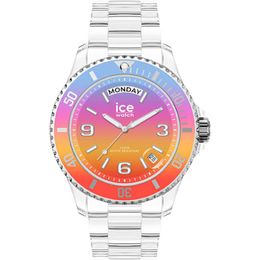 Ice Watch ICE-WATCH Quarzuhr »ICE clear sunset - Energy - Medium - DAYDATE« Armbanduhr, Damenuhr, Datum, Mineralglas, analog transparent Topaktuelle...