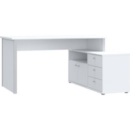 FORTE Eckschreibtisch &raquo;Tempra&laquo; viel Stauraum, Breite 151 cm Wei&szlig; + Wei&szlig; + Wei&szlig;