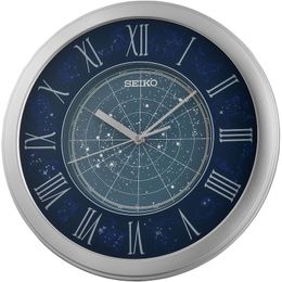 Seiko Wanduhr Quarzuhr, leuchtendes Zifferblatt, Wohnzimmer, Küche, Esszimmer, Büro silberfarben Exquisite Wanduhr