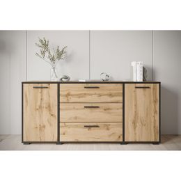 Inosign Sideboard »BOGOTA« moderne Kommode, Schubladenschrank mit verstellbaren Einlegeböden eichefarbe Votan Eine stilvolle Kommode mit den...