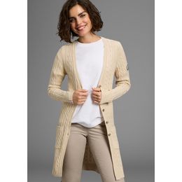Kangaroos Damen Kangaroos Longstrickjacke mit trendigem Zopfmuster und Taschen beige 36/38