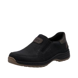 Rieker Slipper Schlupfschuh, Halbschuh, Slip-on Sneaker mit Stretcheinsätze schwarz-dunkelbraun 46 46 Slipper mit seitlichen Gummizügen für guten Sitz