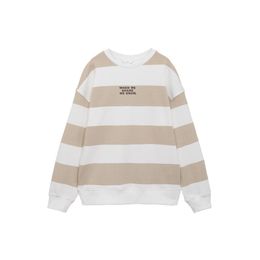 Mango Kids Sweatshirt 'STRIBLO' Jungen Gr&ouml;&szlig;e 128 beige / schwarz / wei&szlig;