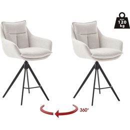 Bistrostuhl MCA furniture "Parker Tresenstuhl mit Armlehnen Tresenhocker", beige (creme, schwarz), B:60cm H:98cm T:62cm, Polyester, Stühle, Barhocker,Barmoebel,Barstuhl,360 drehbar,mit Lehne,belastbar 120 kg