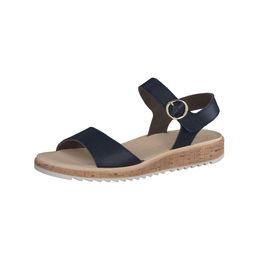 Riemchensandale Paul Green "Paul Green Sandalen Glattleder", Damen, Gr. 38,5, blau (dunkelblau), Glattleder, Schuhe Riemchensandale
