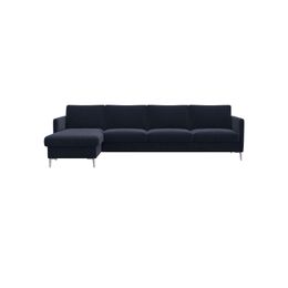 Ecksofa FLEXLUX "Fiore, super Sitzkomfort durch Kaltschaum im Sitz, L-Form", blau (royal blau), B:280cm H:85cm T:159cm, 100% Polyester, Sofas, Ecksofa, schmale Armlehnen, F&uuml;&szlig;e Alu