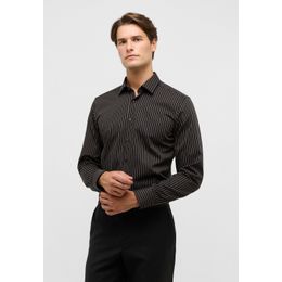Langarmhemd Eterna "SLIM FIT", Herren, Gr. 40, Normalgrößen, braun (dunkelbraun), Satin, 100% Baumwolle, schmal, Manschette, Hemden, NON IRON (bügelfrei)