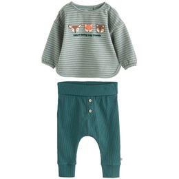 next Set Jungen Größe 62 braun / graumeliert / smaragd / orange