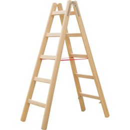 Hymer Holz-Stehleiter, mit Sprossen, beidseitig begehbar, 2 x 5 Sprossen