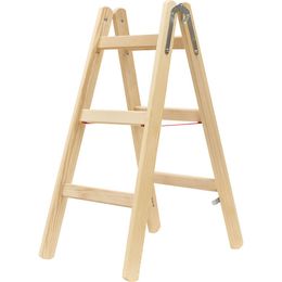 Hymer Holz-Stehleiter, mit Sprossen, beidseitig begehbar, 2 x 3 Sprossen