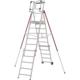 Hymer Alu-Plattformleiter, Teleskop-Ausführung, 6 - 10 Sprossen inkl. Plattform