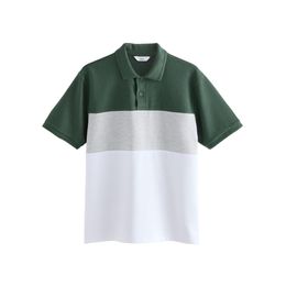 next Poloshirt Herren Gr&ouml;&szlig;e 5XL graumeliert / gr&uuml;n / wei&szlig;