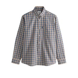 next Button Up Shirt male size L Navy / Brown / White
