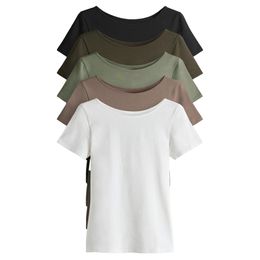 The Set T-Shirt Damen Gr&ouml;&szlig;e XS brokat / khaki / oliv / schwarz / wei&szlig;