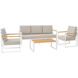 CLP Sitzgruppe Rodiesa f&uuml;r Garten wetterfest, Set mit Tisch Sesseln Sofa und Sitzkissen, Gartenlounge Set Aluminium, outdoor, UV-best&auml;ndig
