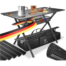 Kesser&reg; Campingtisch faltbar Klapptisch mit Aluminiumrahmen Aufrollbare Tischplatte Falttisch klappbar 145x70x70cm bis 100kg inkl. Tragetasche mit Trageband & Netztasche