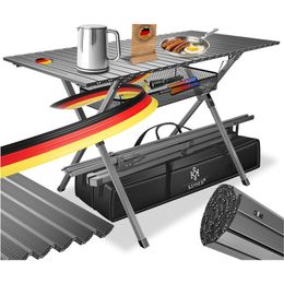 Kesser&reg; Campingtisch faltbar Klapptisch mit Aluminiumrahmen Aufrollbare Tischplatte Falttisch klappbar 145x70x70cm bis 100kg inkl. Tragetasche mit Trageband & Netztasche