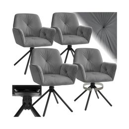 TecTake&reg; Drehbarer Armlehnstuhl, in Samtoptik, gepolstert, pulverbeschichtete Stahlbeine, 56,5 x 54 x 86 cm