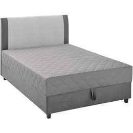 Boxbett "Borgholm", grau (anthrazit), B:141cm L:212cm, ATLANTIC HOME COLLECTION, Komplettbetten, mit Taschen-Federkernmatratze, Bettkasten und Absetzung im Kopteil