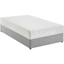 Boxbett "BELINA", grau (hellgrau), B:140cm L:200cm, 100% PES, ATLANTIC HOME COLLECTION, Komplettbetten, mit Taschenfederkernmatratze und geräumigem Bettkasten