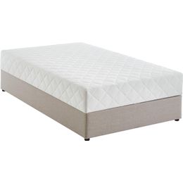 Boxbett "BELINA", beige (creme), B:100cm L:200cm, 100% PES, ATLANTIC HOME COLLECTION, Komplettbetten, mit Taschenfederkernmatratze und geräumigem Bettkasten