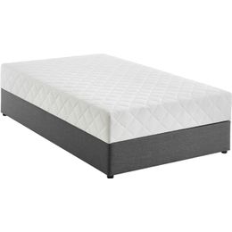 Boxbett "BELINA", grau (anthrazit), B:140cm L:200cm, 100% PES, ATLANTIC HOME COLLECTION, Komplettbetten, mit Taschenfederkernmatratze und geräumigem Bettkasten