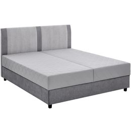 Boxbett "Borgholm", grau (anthrazit), B:181cm L:212cm, ATLANTIC HOME COLLECTION, Komplettbetten, mit Taschen-Federkernmatratze, Bettkasten und Absetzung im Kopteil