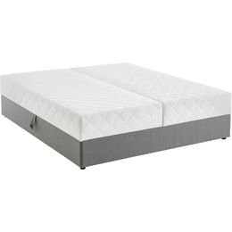 Boxbett "BELINA", grau (hellgrau), B:180cm L:200cm, 100% PES, ATLANTIC HOME COLLECTION, Komplettbetten, mit Taschenfederkernmatratze und geräumigem Bettkasten