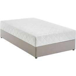 Boxbett "BELINA", beige (creme), B:120cm L:200cm, 100% PES, ATLANTIC HOME COLLECTION, Komplettbetten, mit Taschenfederkernmatratze und geräumigem Bettkasten