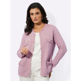 WITT Damen Cardigan im Baumwoll-Viskose-Mix, mauve, Gr&ouml;&szlig;e 50