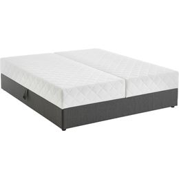 Boxbett "BELINA", grau (anthrazit), B:180cm L:200cm, 100% PES, ATLANTIC HOME COLLECTION, Komplettbetten, mit Taschenfederkernmatratze und geräumigem Bettkasten