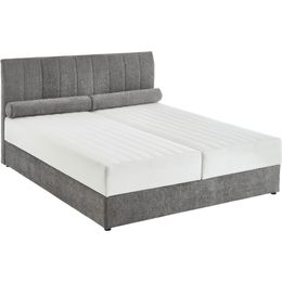 Boxbett "ALISIA", grau (dunkelgrau), L:211cm, 100% PES, ATLANTIC HOME COLLECTION, Komplettbetten, mit Taschenfederkern, Bettkasten und Kissenrolle im Originalbezug