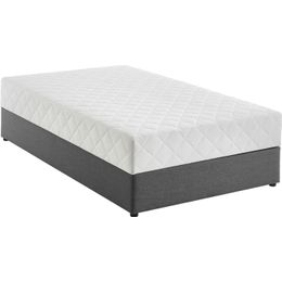 Boxbett "BELINA", grau (anthrazit), B:90cm L:200cm, 100% PES, ATLANTIC HOME COLLECTION, Komplettbetten, mit Taschenfederkernmatratze und geräumigem Bettkasten