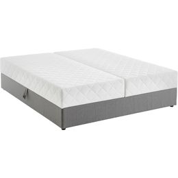 Boxbett "BELINA", grau (hellgrau), B:160cm L:200cm, 100% PES, ATLANTIC HOME COLLECTION, Komplettbetten, mit Taschenfederkernmatratze und geräumigem Bettkasten