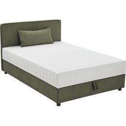 Bett "Corinna", grün, B:102cm H:97cm L:210cm, ATLANTIC HOME COLLECTION, Betten, Boxbett inkl. Stauraum, Cord, erhältlich in unterschiedlichen Breiten