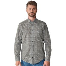 Langarmhemd Casamoda "Casamoda Freizeithemd Print", Herren, Gr. L, Normalgrößen, gelb (senfgelb), 100% Baumwolle, bedruckt, lässig geschnitten, Hemden