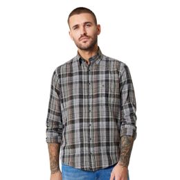 Langarmhemd Casamoda "Casamoda Freizeithemd kariert", Herren, Gr. L, Normalgrößen, grau, 50% Leinen, 50% Baumwolle, kariert, lässig geschnitten, Hemden
