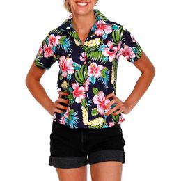 King Kameha Blouse 'Hibiscus NEW' female Blue size 4XL