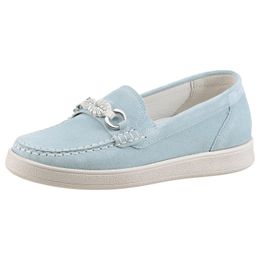 Waldläufer WALDLÄUFER Damen Mokassin "H-DAISY", Gr. 5,5, blau, Veloursleder, unifarben, Schuhe, Slipper, Halbschuh, Schlupfschuh in bequemer Schuhweite H