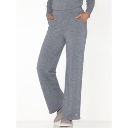 CREATION L PREMIUM Wit Damen Strickhose mit 90% Schurwolle und 10% Kaschmir, rauchblau-steingrau-meliert, Größe 19