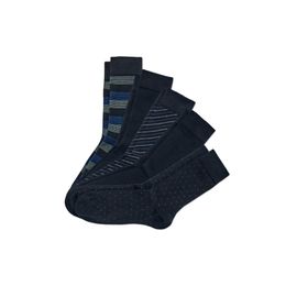 Tchibo - 5 Paar Socken - Herren - Gr. 44-46 - dunkelblau/gestreift
