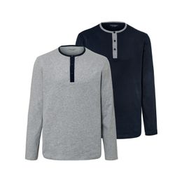 Tchibo - 2 Pyjama-Shirts - Herren - Gr. S - dunkelblau/gestreift