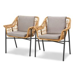 Tchibo - 2 Dining-Sessel mit Polyrattangeflecht - 71x60x87cm - hellgrau - Aluminium / Polyethylen / Polyester